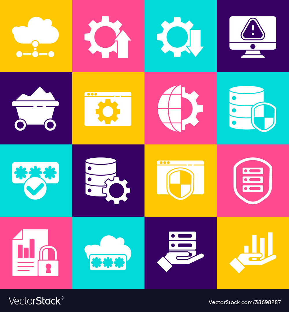 Set pie chart infographic server with shield Vector Image Set pie chart infographic server with shield Vector Image