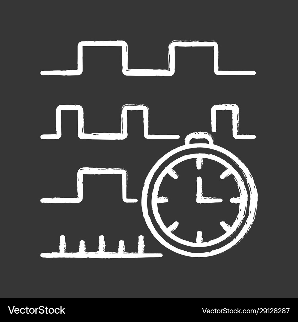 Timing diagram chalk icon signals set in time Vector Image