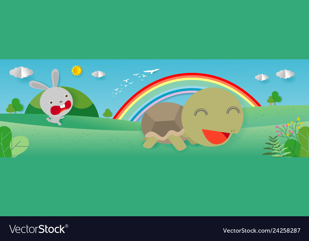 Tortoise and the hareturtle rabbit Royalty Free Vector Image