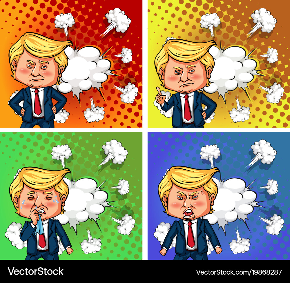Us president trump with four different emotions Vector Image