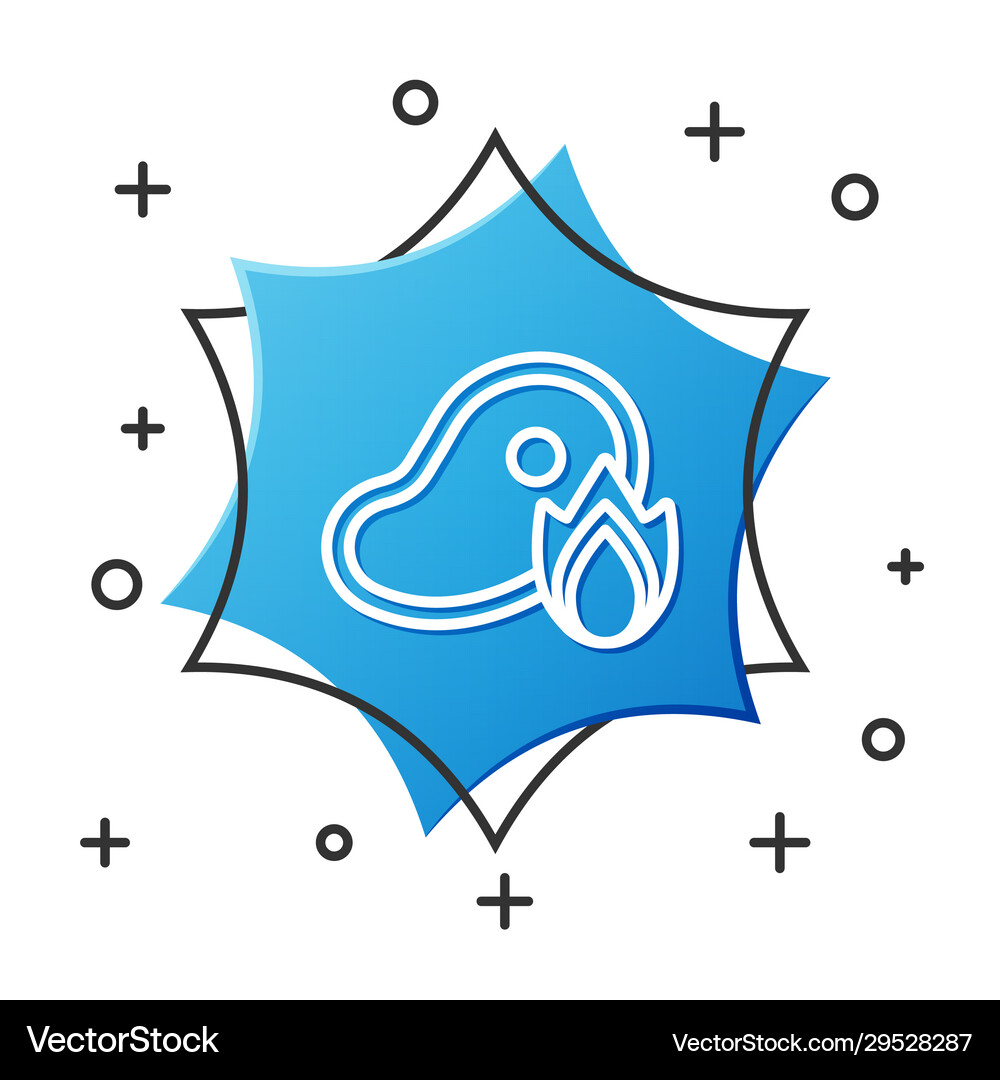 White line grilled steak meat and fire flame icon Vector Image