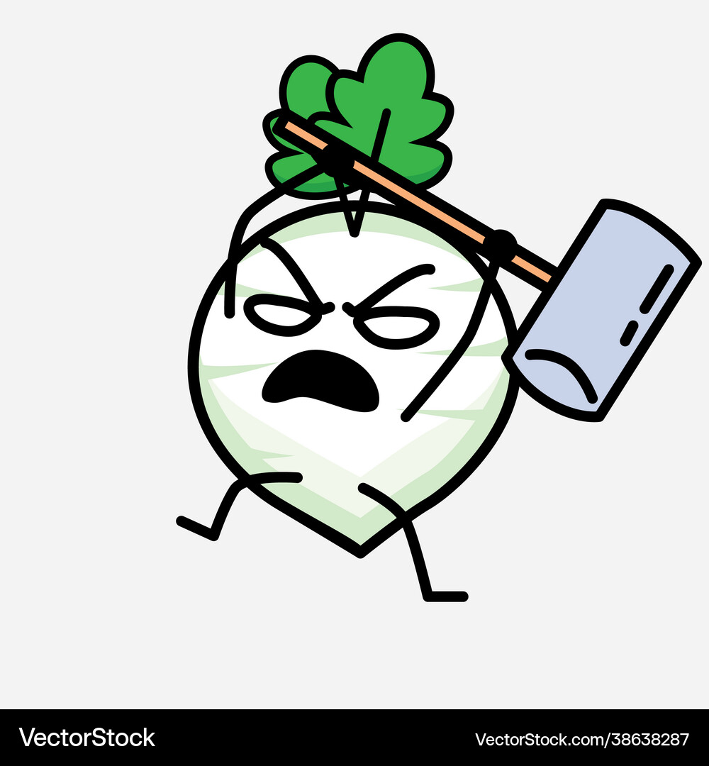 White radish character with cute face and simple Vector Image