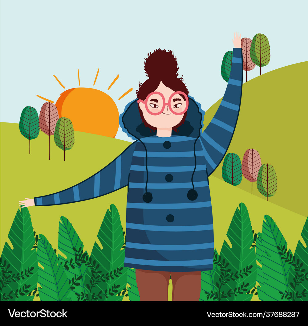 Woman enjoy at park Royalty Free Vector Image - VectorStock