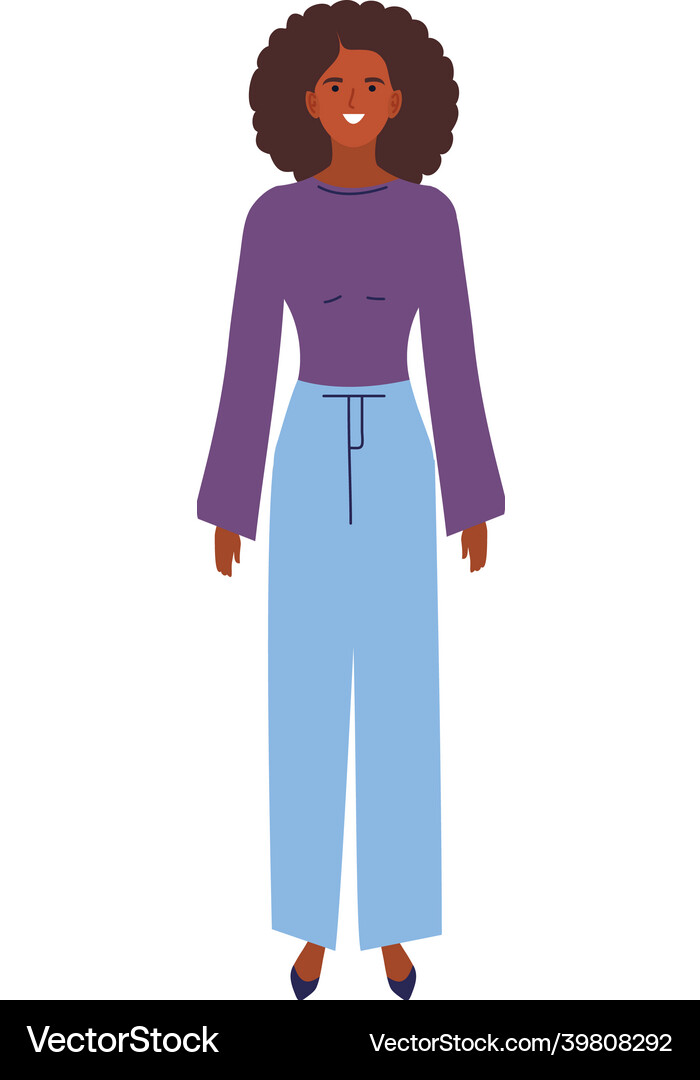 Afro young woman character Royalty Free Vector Image
