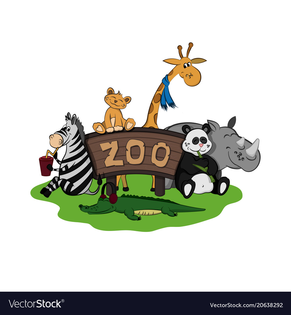 Animals zoo set cute images Royalty Free Vector Image