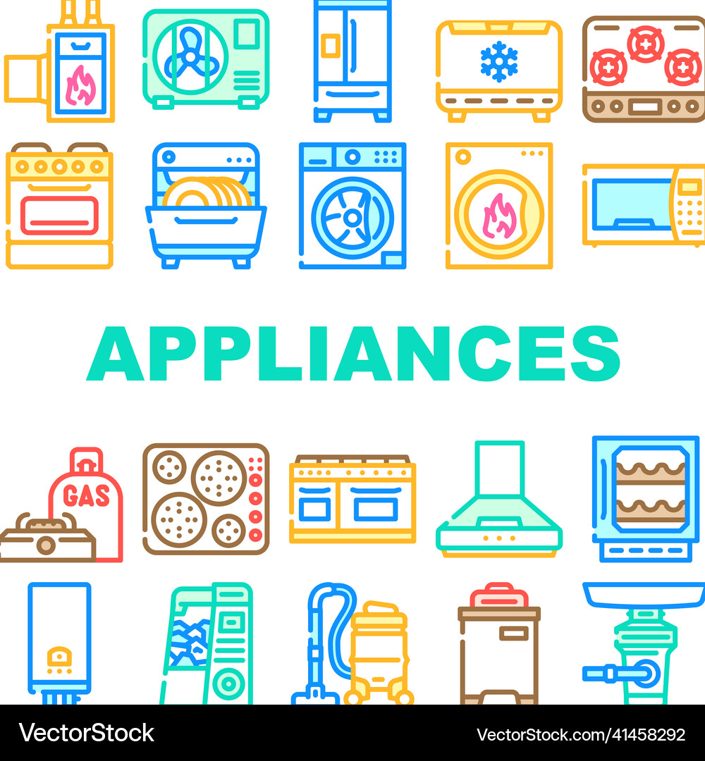 Appliances domestic technology icons set Vector Image
