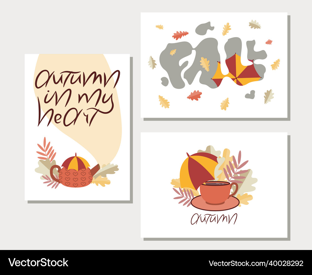 Autumn decorative postcards or posters with oak Vector Image