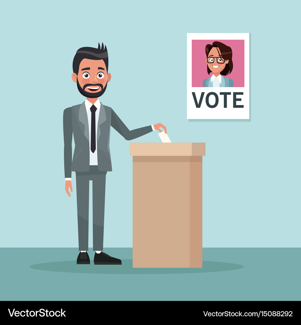 Background scene man in formal suit vote Vector Image