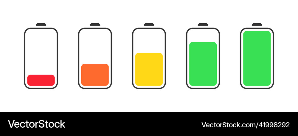 Battery icons set charge levels Royalty Free Vector Image