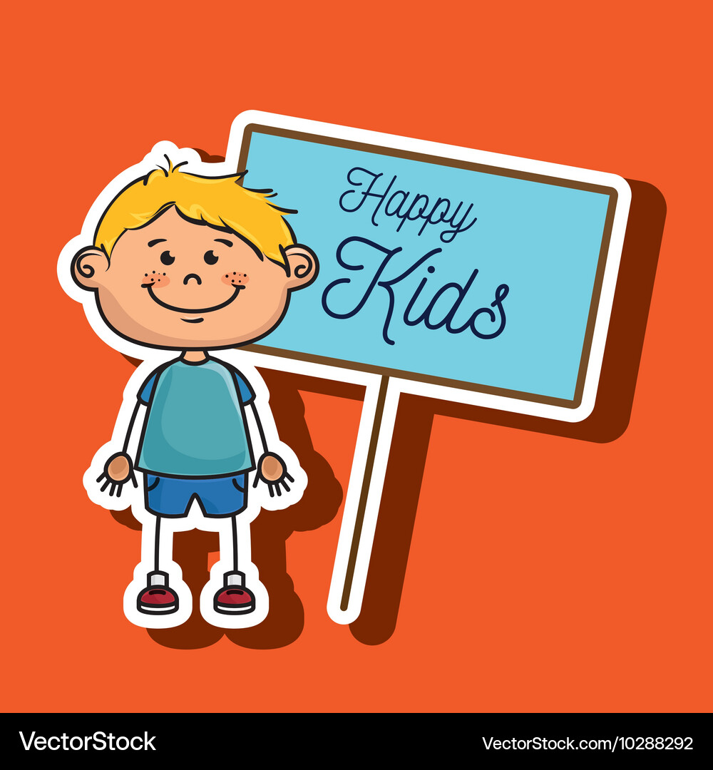 Boy kids happy poster Royalty Free Vector Image