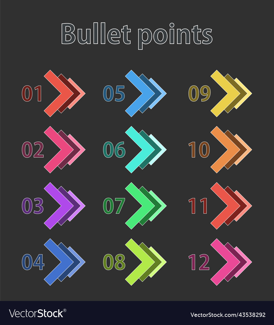 Bullet points 1-12 Royalty Free Vector Image - VectorStock