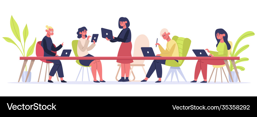 Coworking space people working in office Vector Image