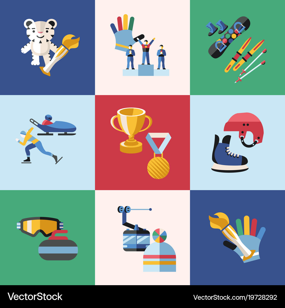 Digital winter games objects color Royalty Free Vector Image