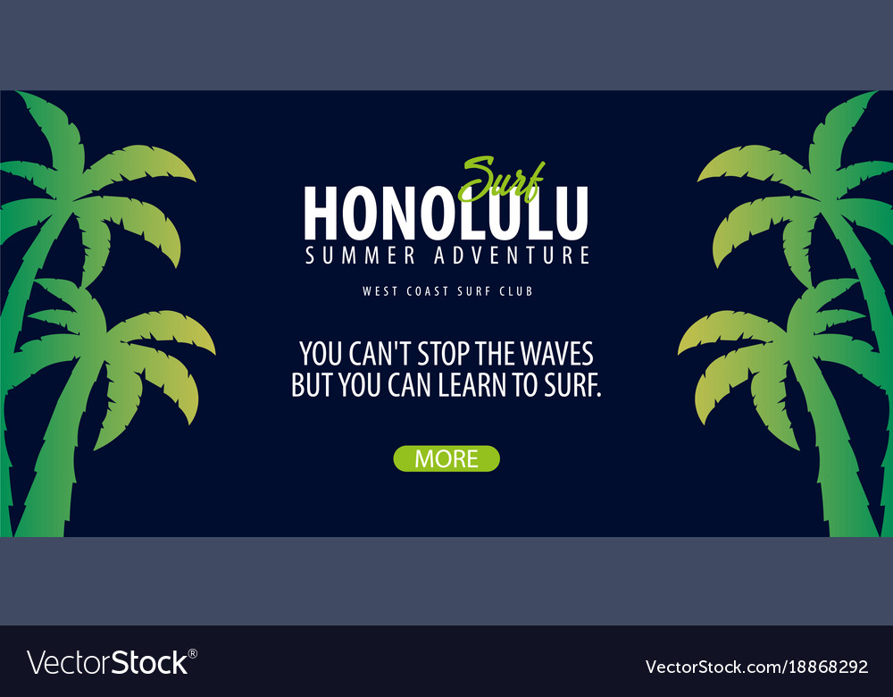Hawaii surfing graphic with palms surf club Vector Image