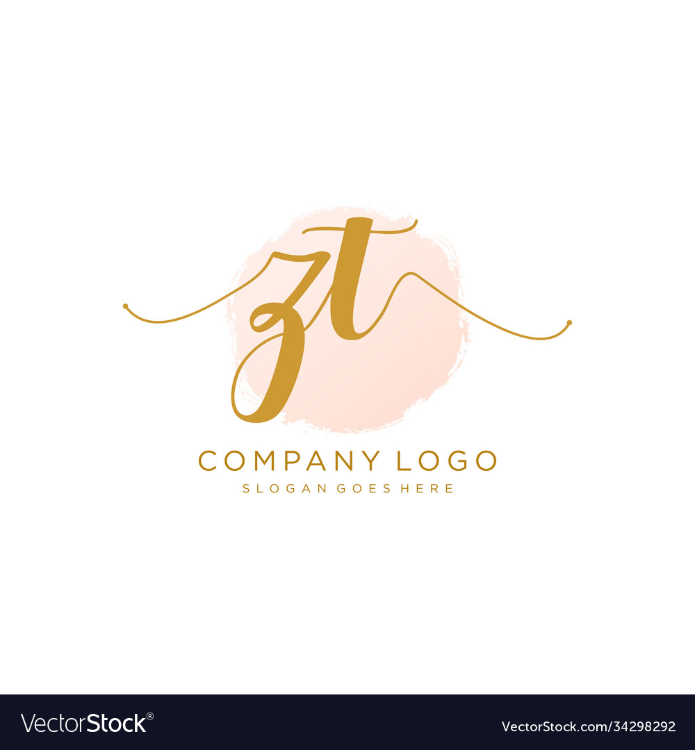 Initial zt handwriting logo with circle template Vector Image