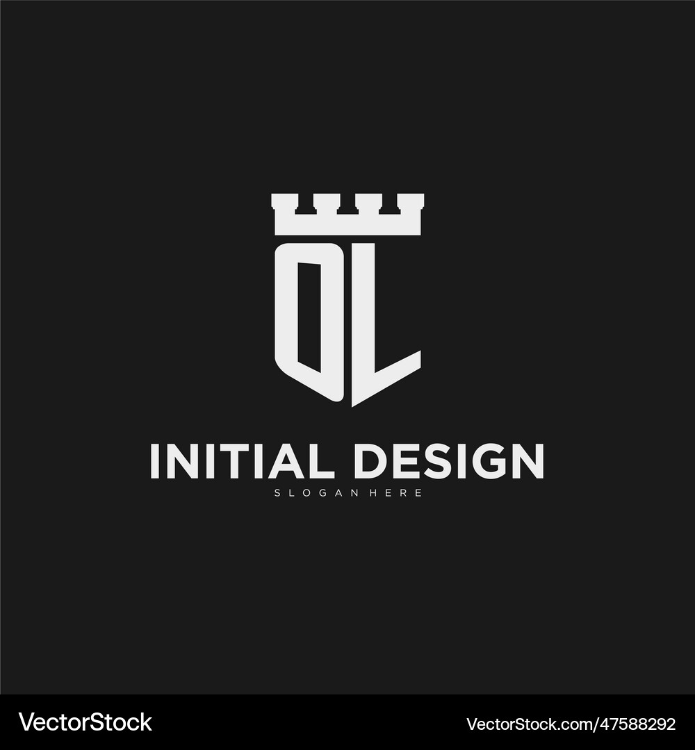 Initials ol logo monogram with shield Royalty Free Vector