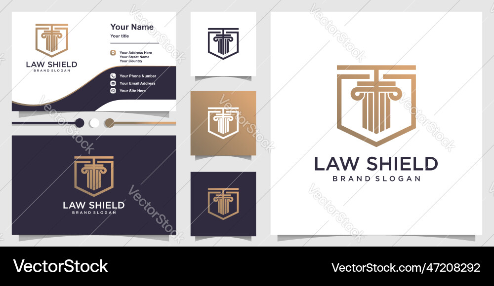 Law logo template with line art shield concept Vector Image