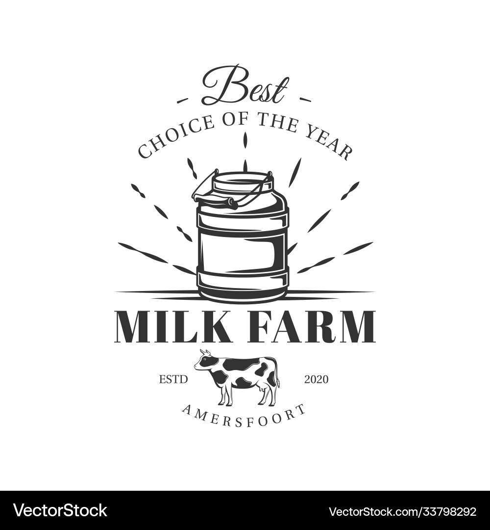 Milk farm label isolated on white background Vector Image