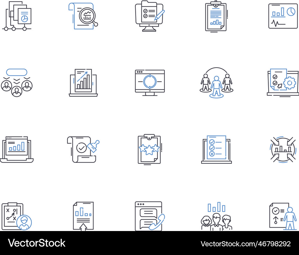 Polling line icons collection survey voting Vector Image