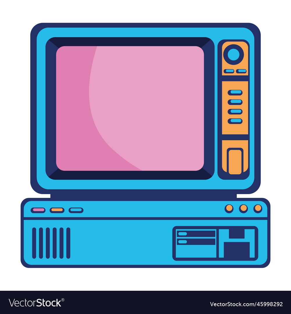 Retro computer desktop device Royalty Free Vector Image Retro computer desktop device Royalty Free Vector Image