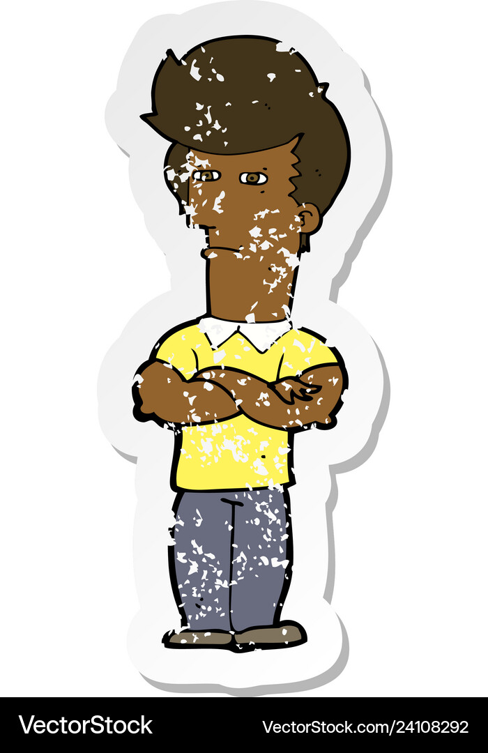 Retro distressed sticker a cartoon man Royalty Free Vector