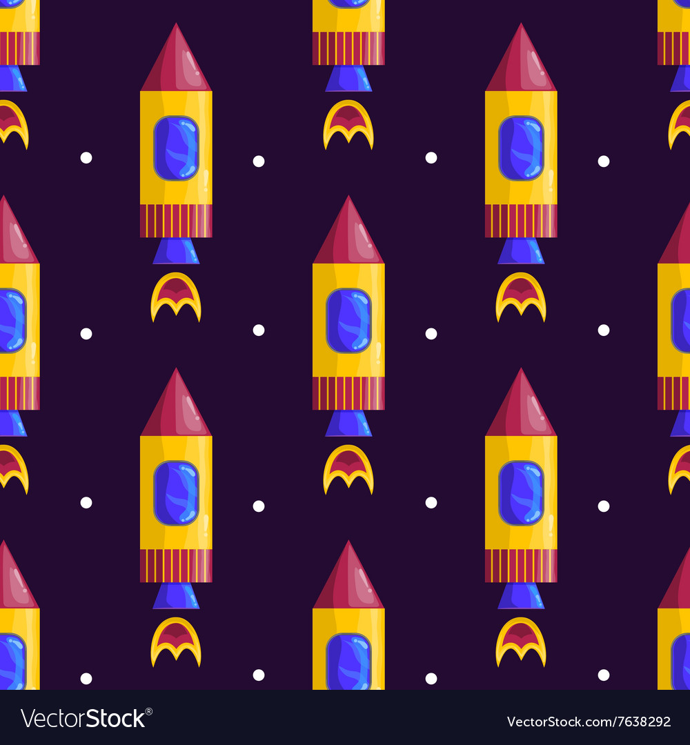 Seamless pattern with rockets Royalty Free Vector Image