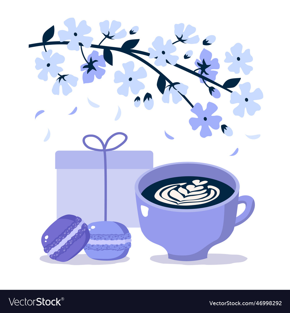 Spring latte macaroon Royalty Free Vector Image