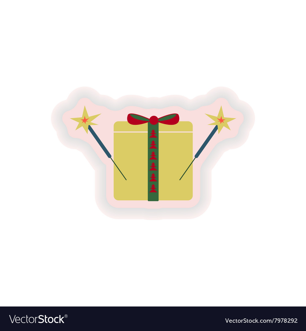 Stylish Paper Sticker On White Background Gift Vector Image