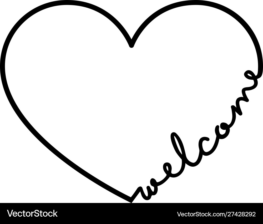 Welcome - calligraphy word with hand drawn heart Vector Image