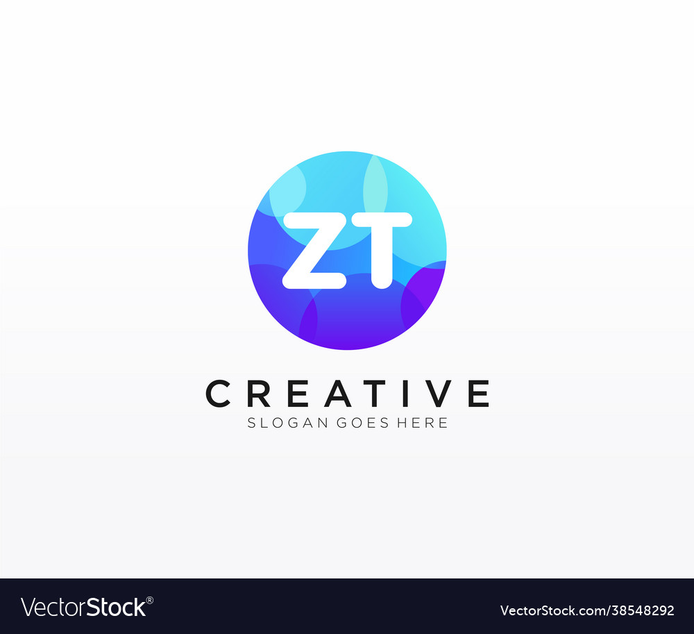 Zt initial logo with colorful circle template Vector Image