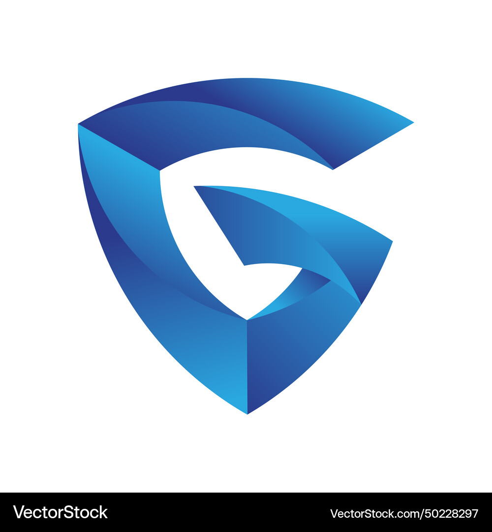 3d letter g in blue gradient logo design concept Vector Image