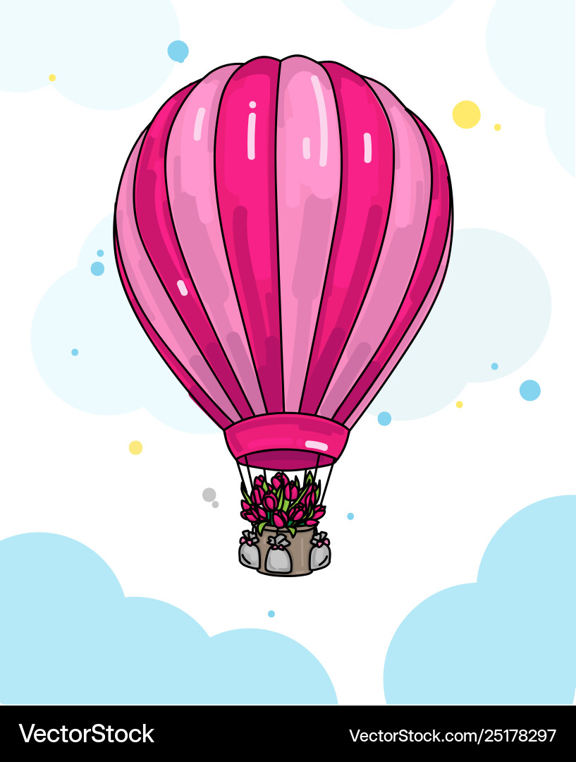 Air balloon with flowers Royalty Free Vector Image