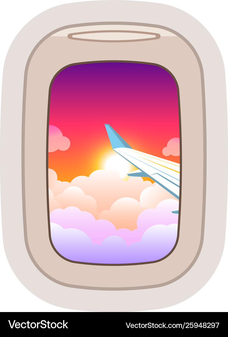 Airplane window traveling plane Royalty Free Vector Image