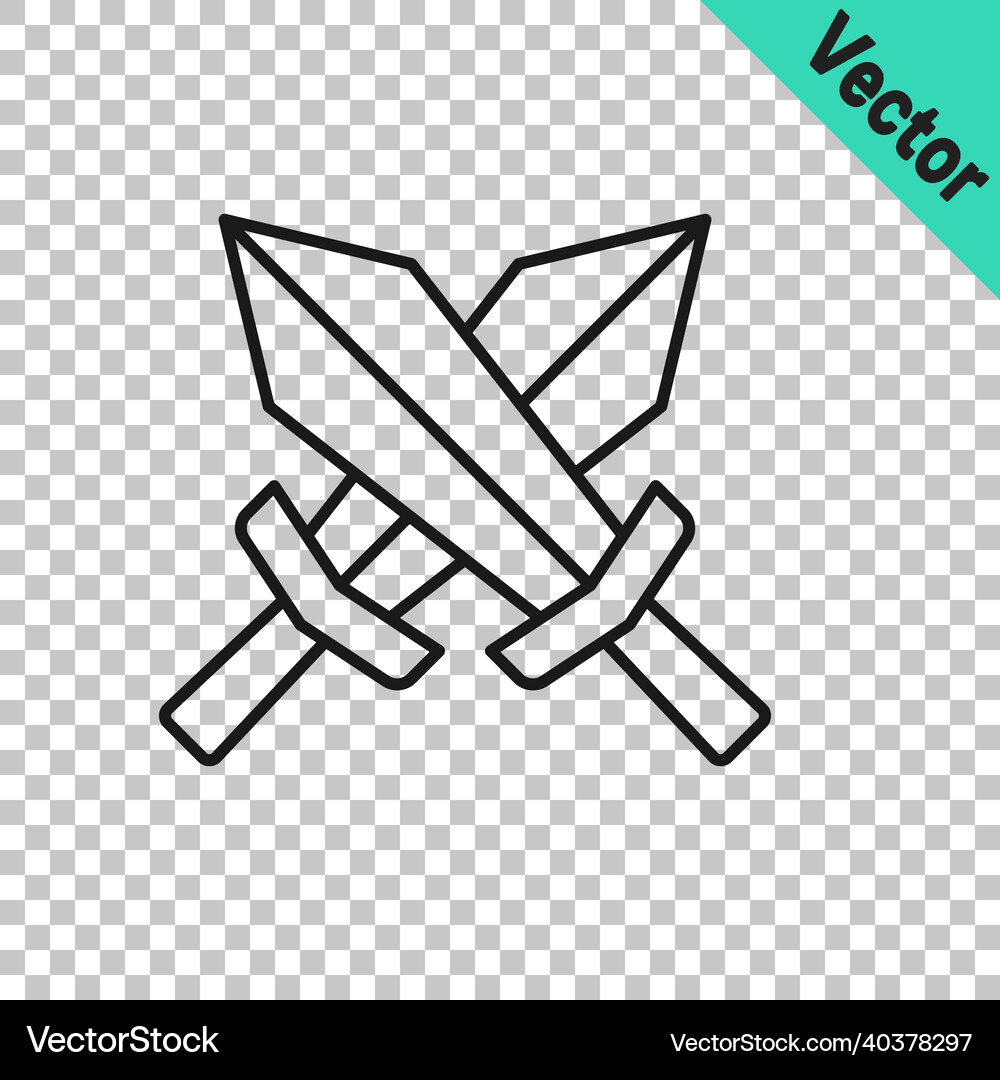 Black line sword for game icon isolated Royalty Free Vector