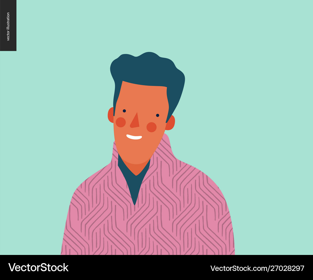 Bright people portrait - young man Royalty Free Vector Image