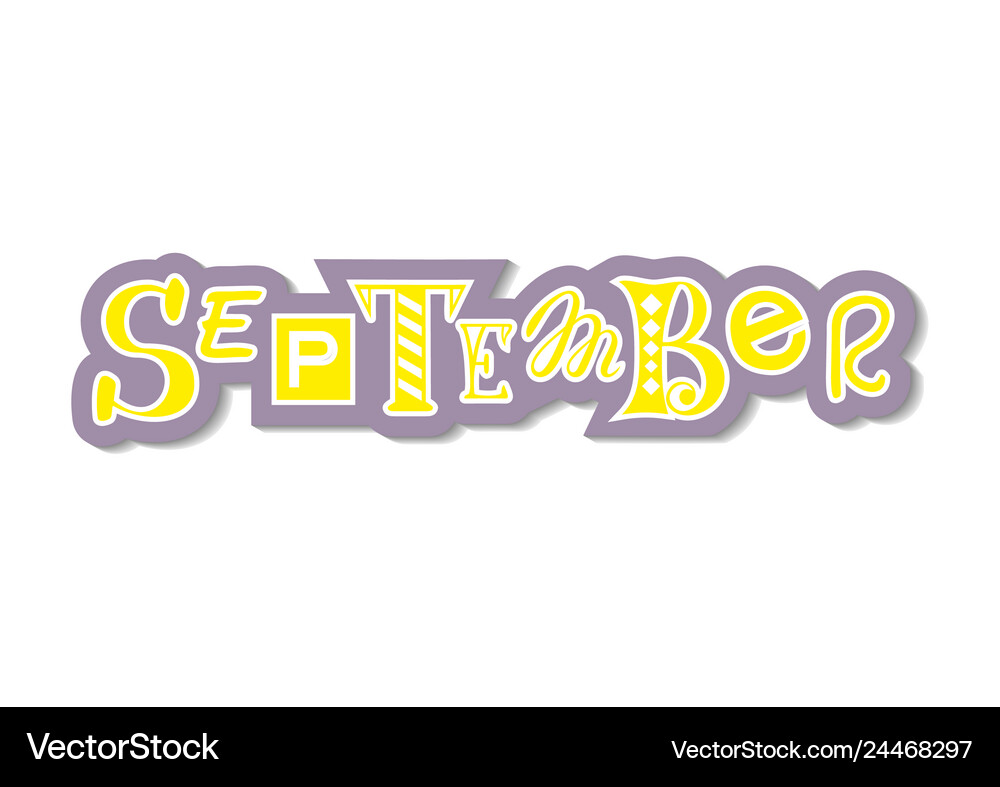 Decorative colorful lettering september Royalty Free Vector