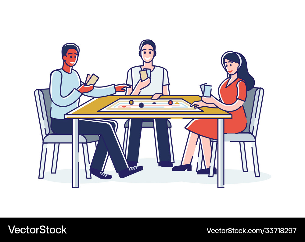 Friends playing board game group young adults Vector Image