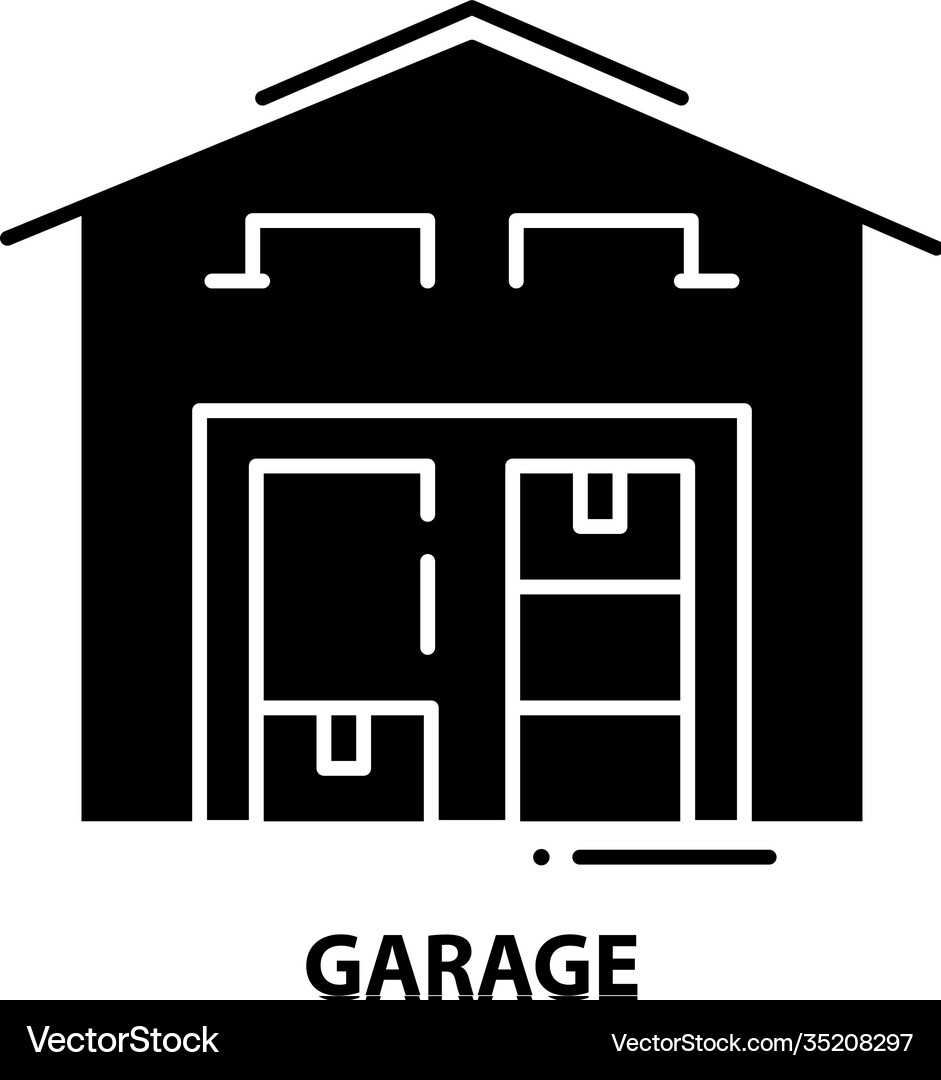 Garage icon black sign with editable Royalty Free Vector
