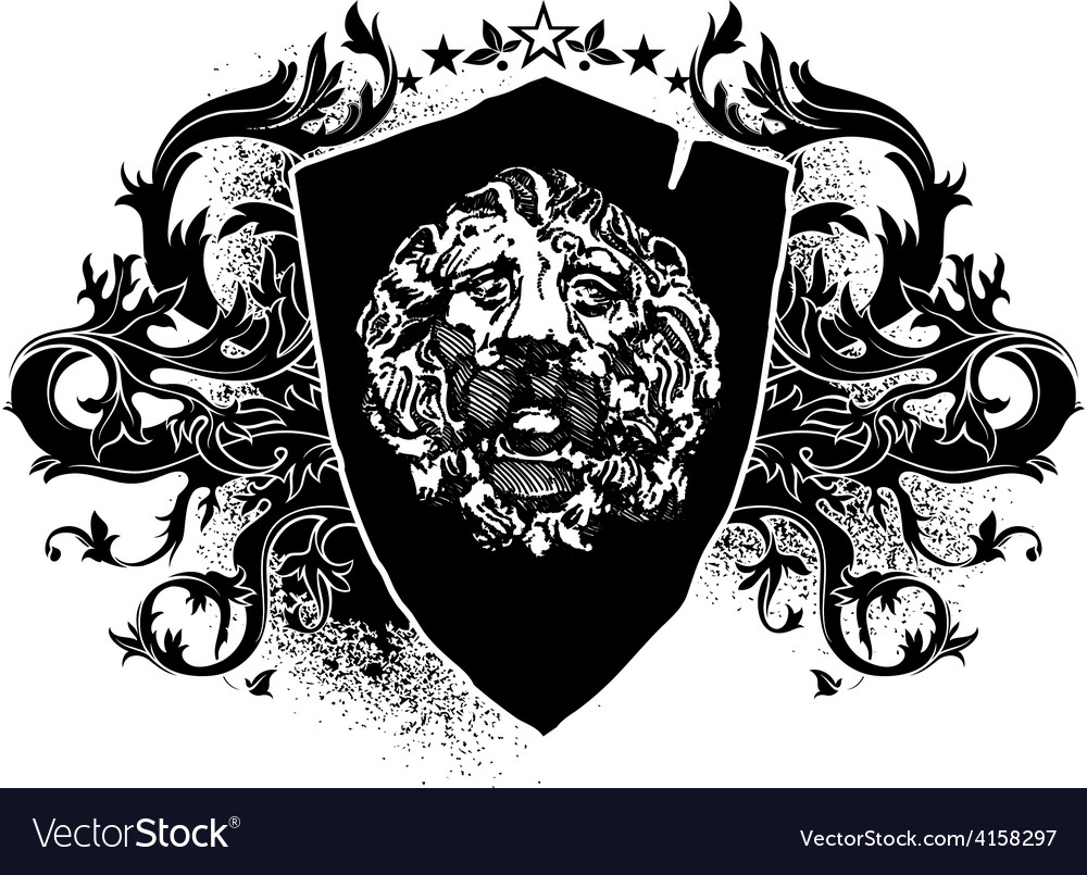 Lion shield design elements Royalty Free Vector Image