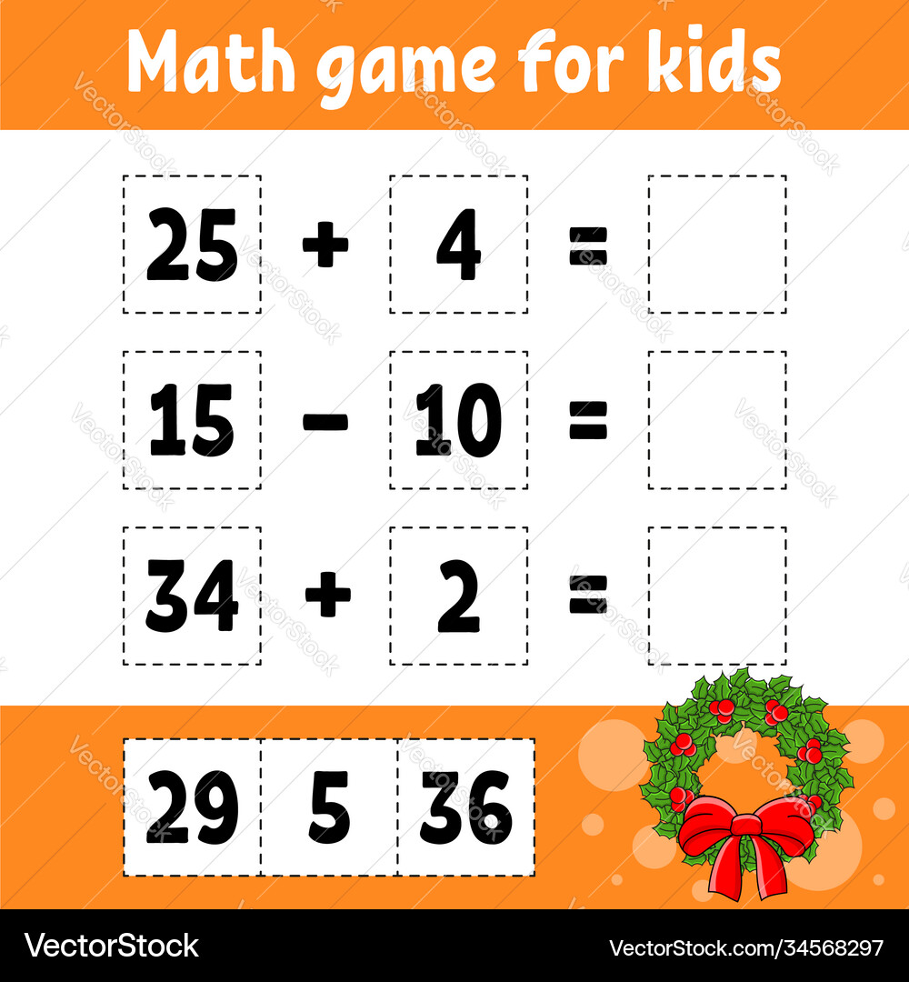 Math game for kids christmas theme education Vector Image