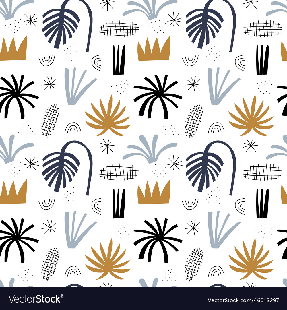 Seamless pattern with hand drawn abstract Vector Image