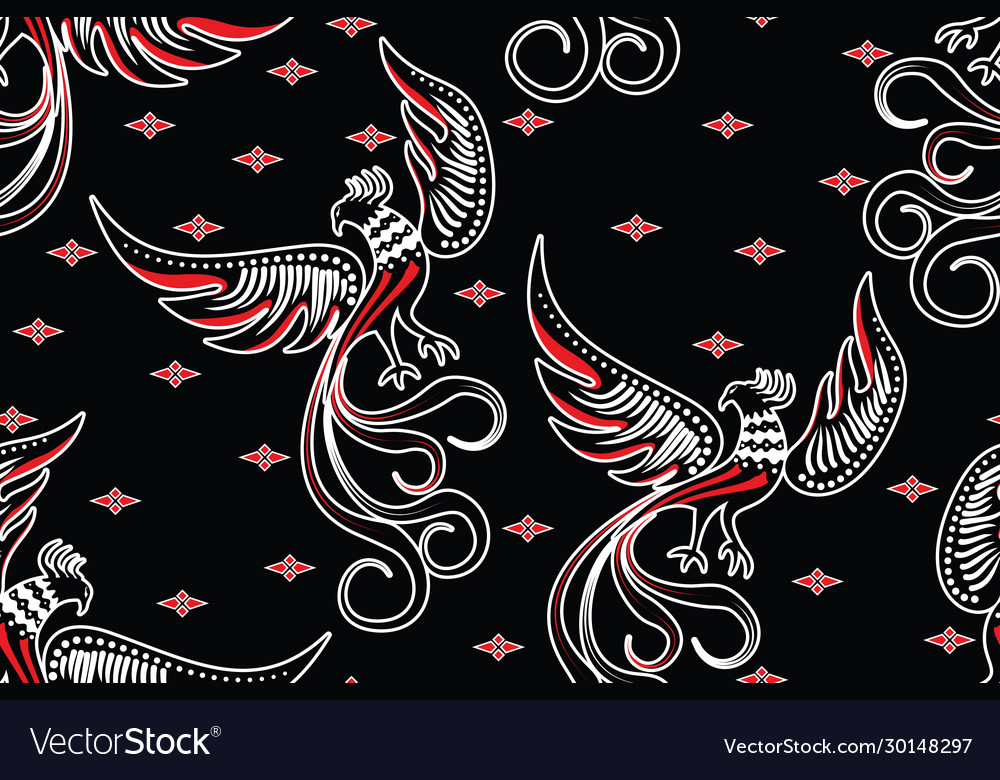 Seamless pattern with phoenix Royalty Free Vector Image