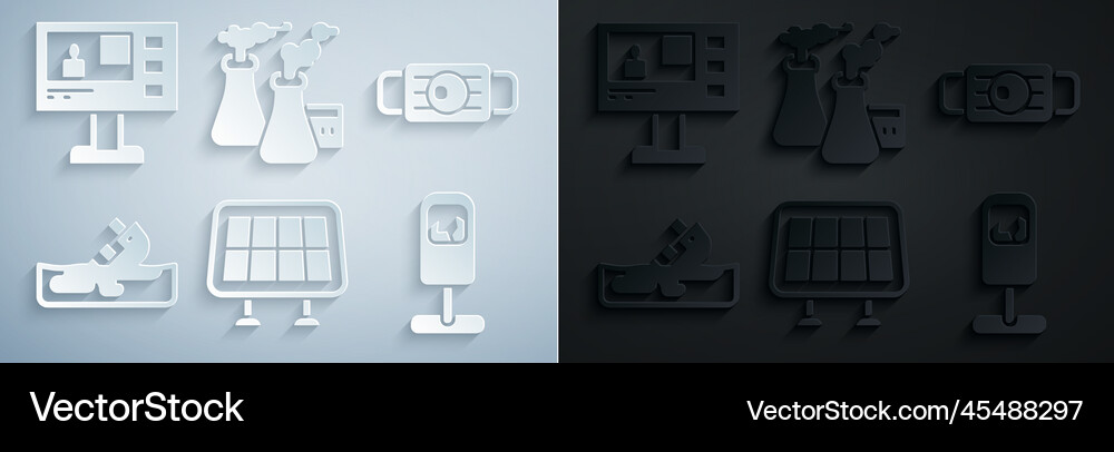Set solar energy panel medical protective mask Vector Image