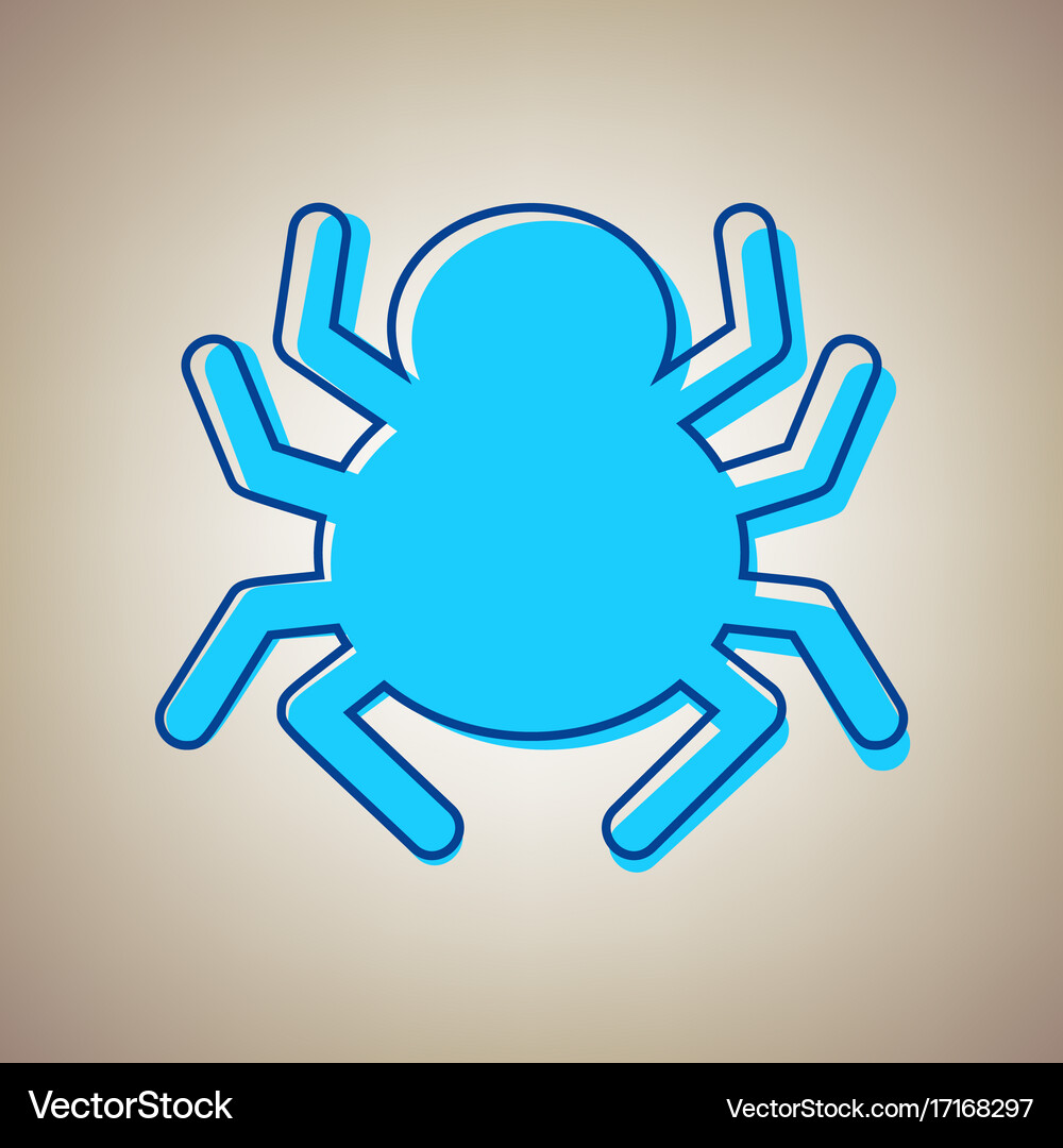 Spider sign sky blue icon Royalty Free Vector Image
