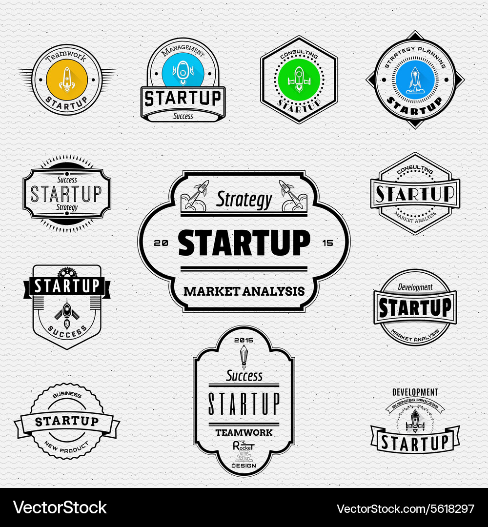Startup badges logos and labels for any use Vector Image