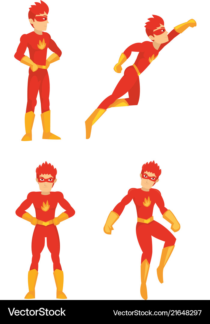 Superhero strength in different poses with the Vector Image