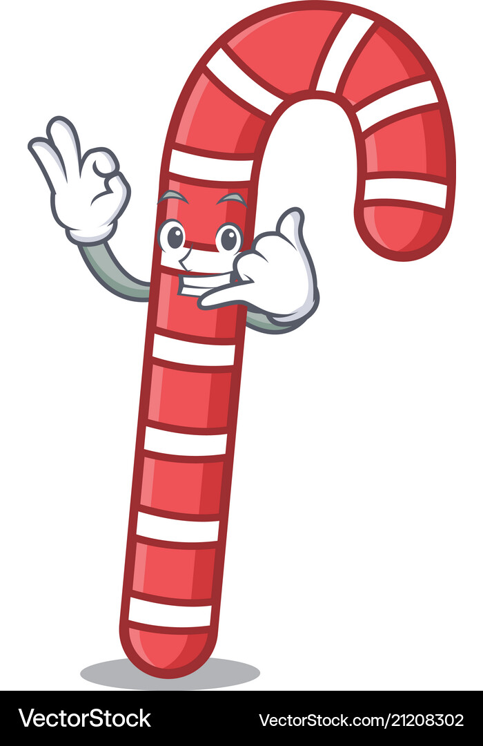 Call me candy canes mascot cartoon Royalty Free Vector Image