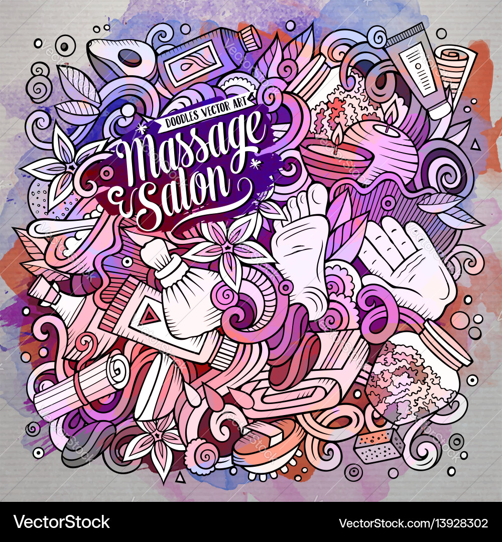 Cartoon cute doodles hand drawn massage Royalty Free Vector