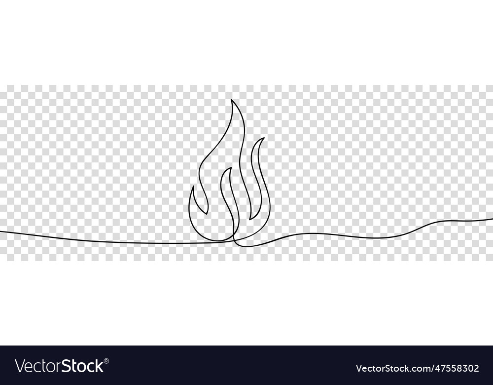 Fire flame continuous line drawing art Royalty Free Vector