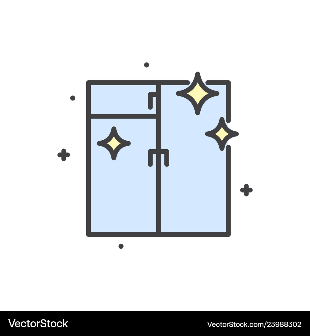 Glass cleaning line icon on white background Vector Image